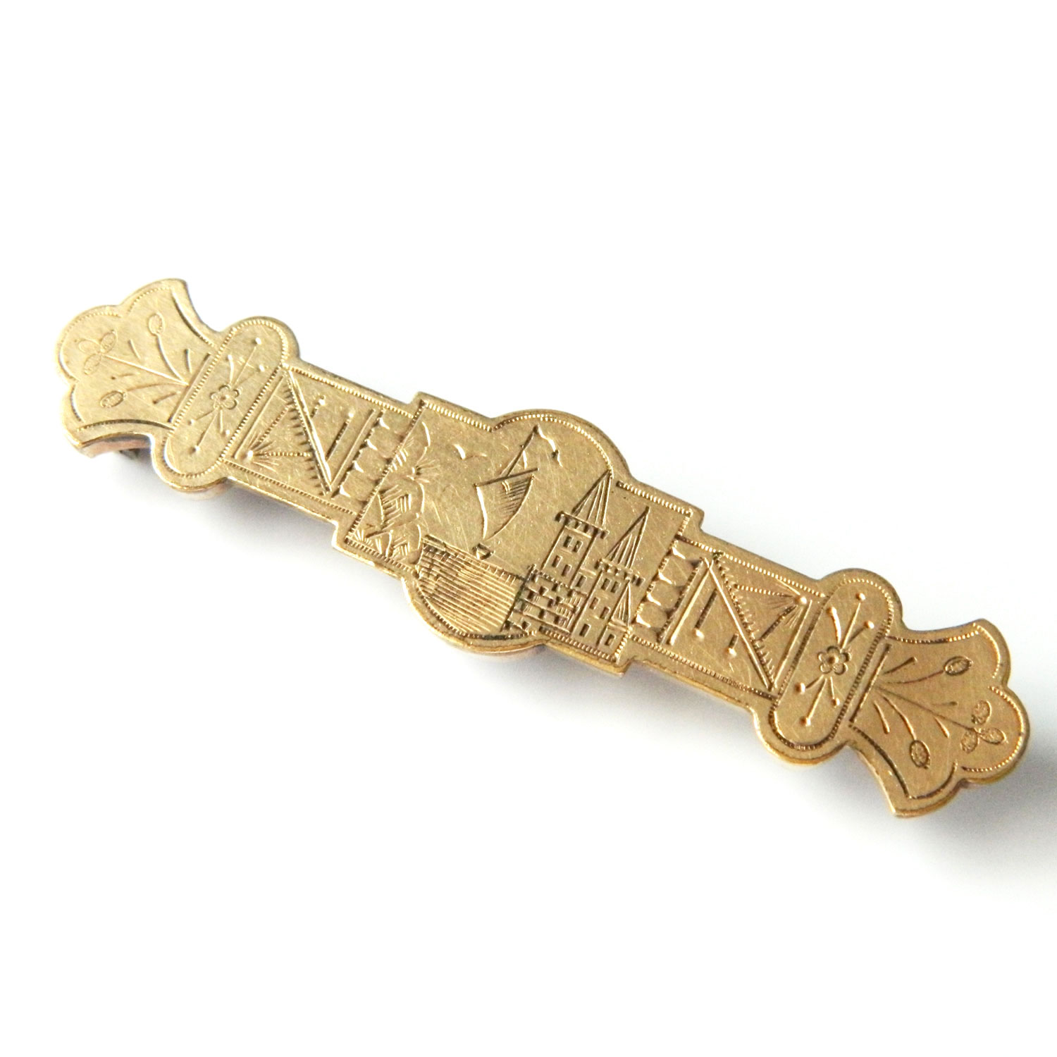 Etched Victorian gold filled bar pin