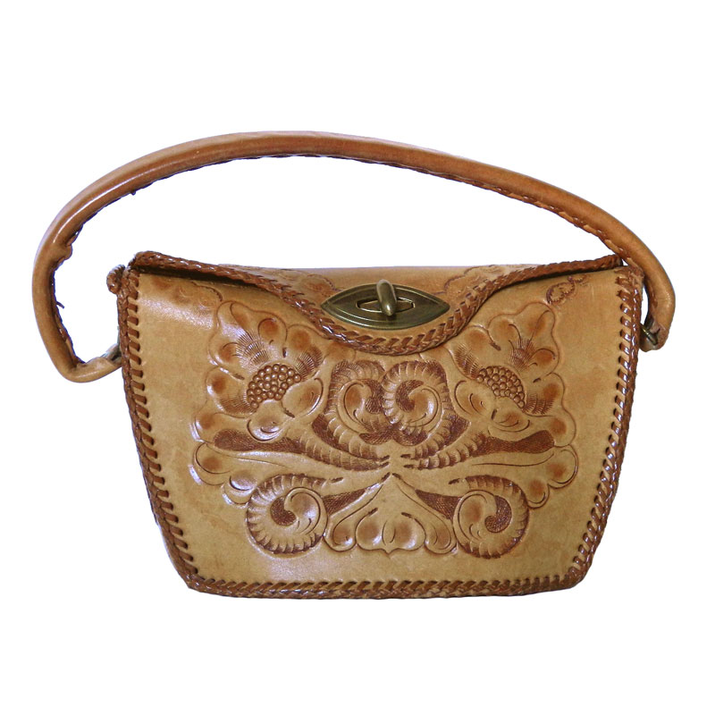 1950's Clifton's tooled leather handbag