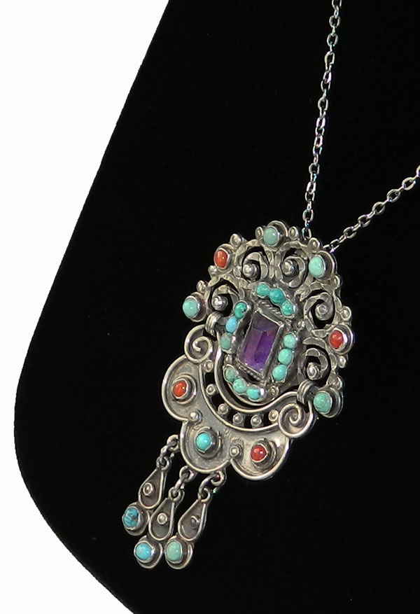 Mexican silver pendant necklace