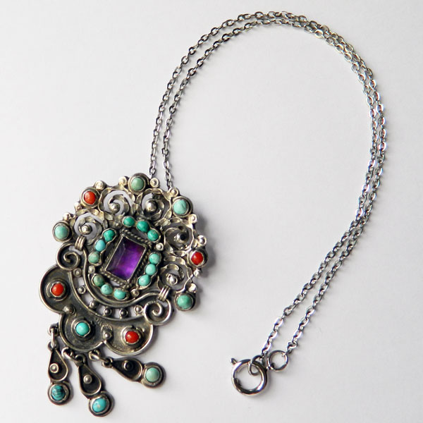 Mexican silver pendant necklace